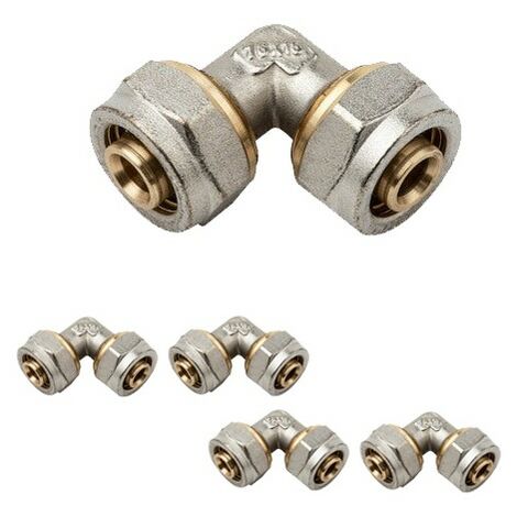 Lot de 5 Coude pour tube de compression multicouche 16 mm, sans machine à sertir, gris