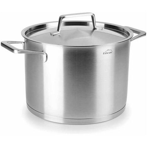 Marmite inox Lacor avec couvercle, Capacité 8 Litres, 26 cm