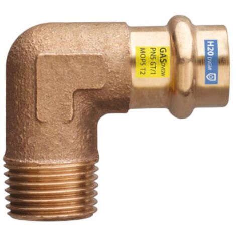 FRABO Kombi Press-Gewindebogen 90° mit AG 18mmx3/4, Gas Wasser, V Kontur