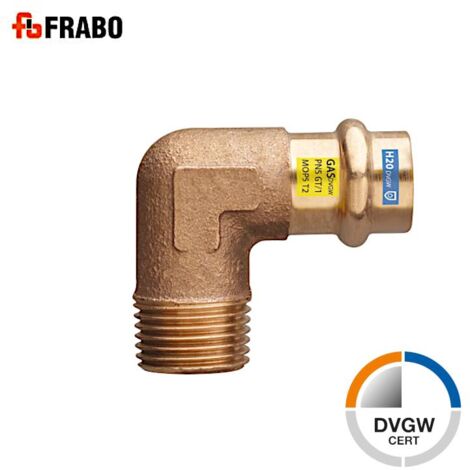 FRABO Kombi Press-Gewindebogen 90° mit AG 12mmx1/2, Gas Wasser, V Kontur