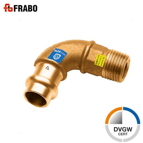 FRABO Kombi Press-Gewindebogen 90° mit AG 12mmx1/2, Gas Wasser, V Kontur