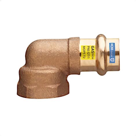 FRABO Kombi Press-Gewindebogen 90°, 15mm x 1/2 IG, Gas Wasser, V Kontur