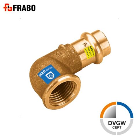 FRABO Kombi Press-Gewindebogen 90°, 15mm x 1/2 IG, Gas Wasser, V Kontur