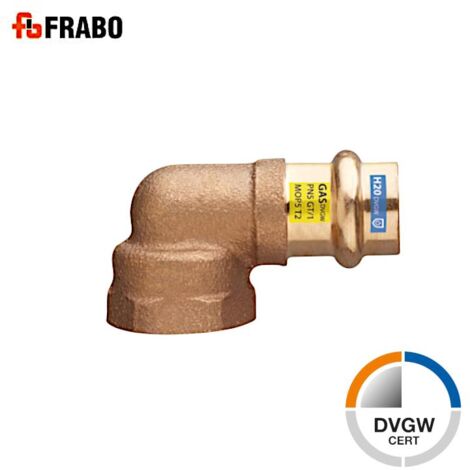 FRABO Kombi Press-Gewindebogen 90°, 15mm x 1/2 IG, Gas Wasser, V Kontur
