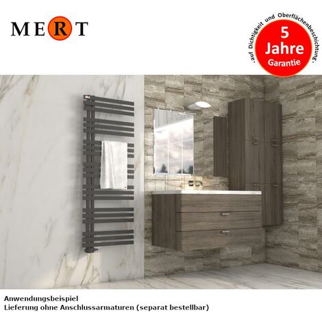 MERT Design Badheizkörper "ELEN" 40 x100 cm, schwarz, rechts-/linksbündig