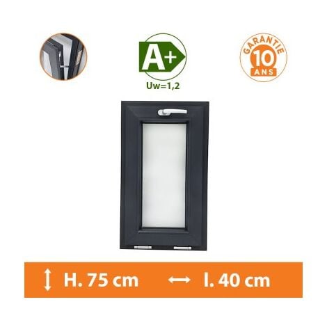 Châssis Abattant Gris vitrage clair - H.75 x 40 cm