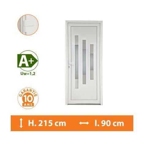 Porte d'entrée PVC Blanc - Tirant Droit - Céphée