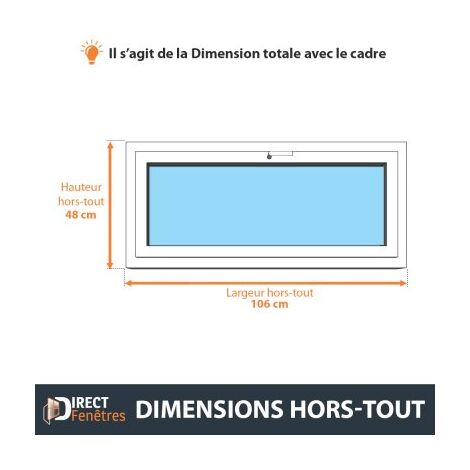 Châssis Abattant Blanc - H.45 x l.100 cm