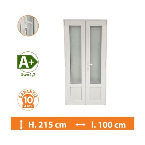 Porte-Fenêtre 2 vantaux Blanc - H.215 x l.100 cm