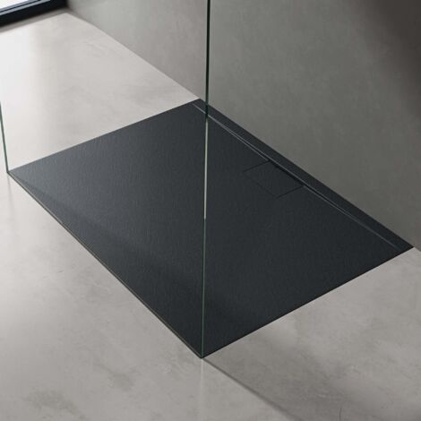 doporro Duschtasse Duschwanne 100x160x3 flach Mineralguss in Anthrazit ...