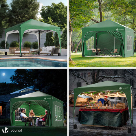 VOUNOT 3x3m Pop up Gazebo with Sides, Waterproof Garden Marquee Party ...