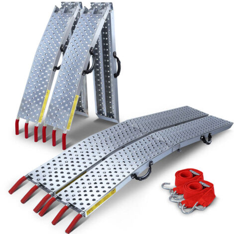 VOUNOT Set of 2 Heavy Duty Ramps with Hook Safety Straps 800 kg Max Loading