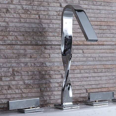 Chrome-plated deck-mounted basin mixer tap - Antlia