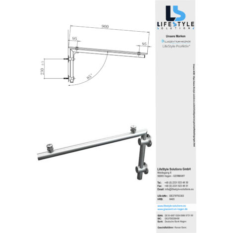 Glaszentrum Hagen - Typ/S 120x90cm Glasvordach Vordach Türvordach ...