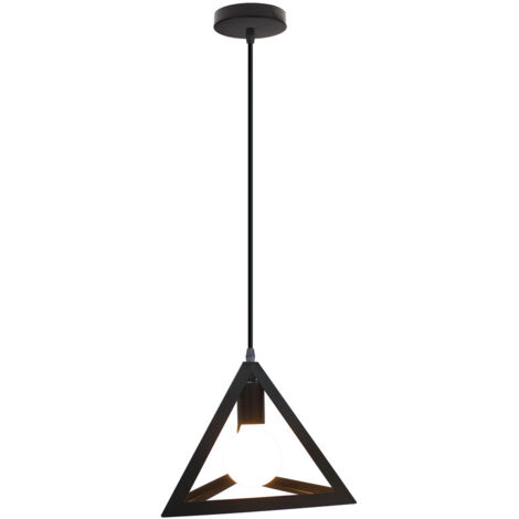 E27 Lampe de Suspension Moderne Lustre Suspension Triangle Noir Luminaire Plafonnier Réglable ...