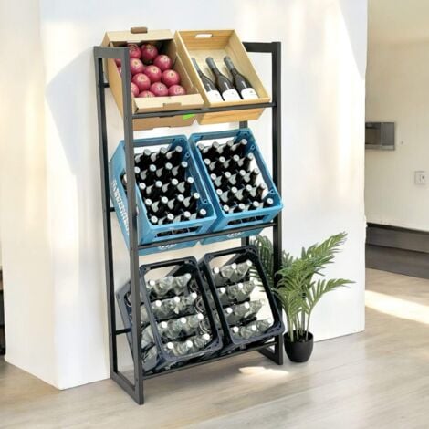 DanDiBo Étagère à Casiers à Boissons 6 Casiers Noir Métal Debout 96563 ...