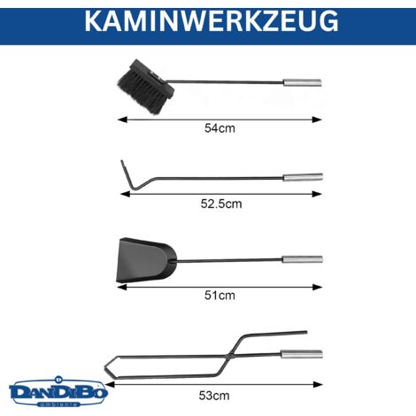 Set de cheminée design noir mat 5 outils robustes en acier moderne ...