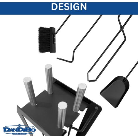 Set de cheminée design noir mat 5 outils robustes en acier moderne ...