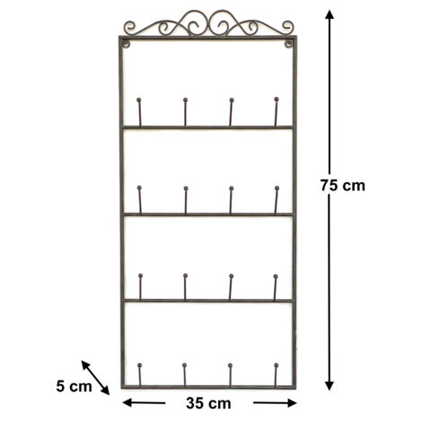 DanDiBo Support avec crochet mural brun métal 75 cm 562399