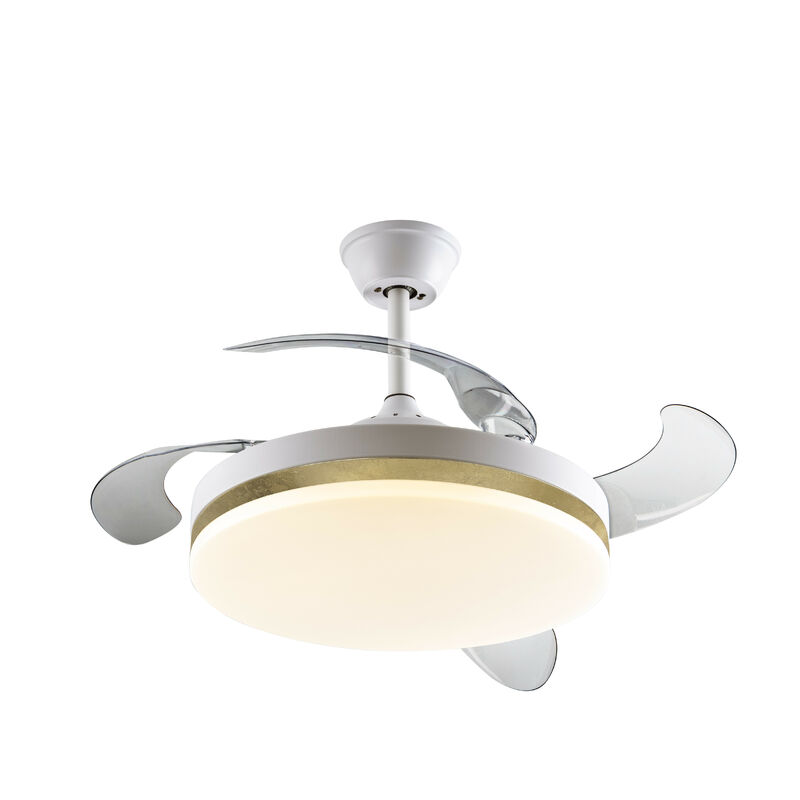 Schuller Vento Ceiling Fan Matt White And Gold Leaf 3000-6000K Remote ...