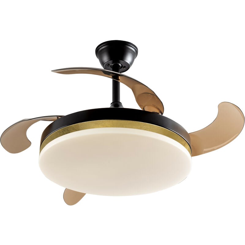Schuller Vento Ceiling Fan Matt Black And Gold Leaf 3000-6000K Remote ...