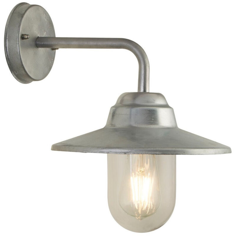 Searchlight Toronto Outdoor Wall Light Galvanised, Clear Glass
