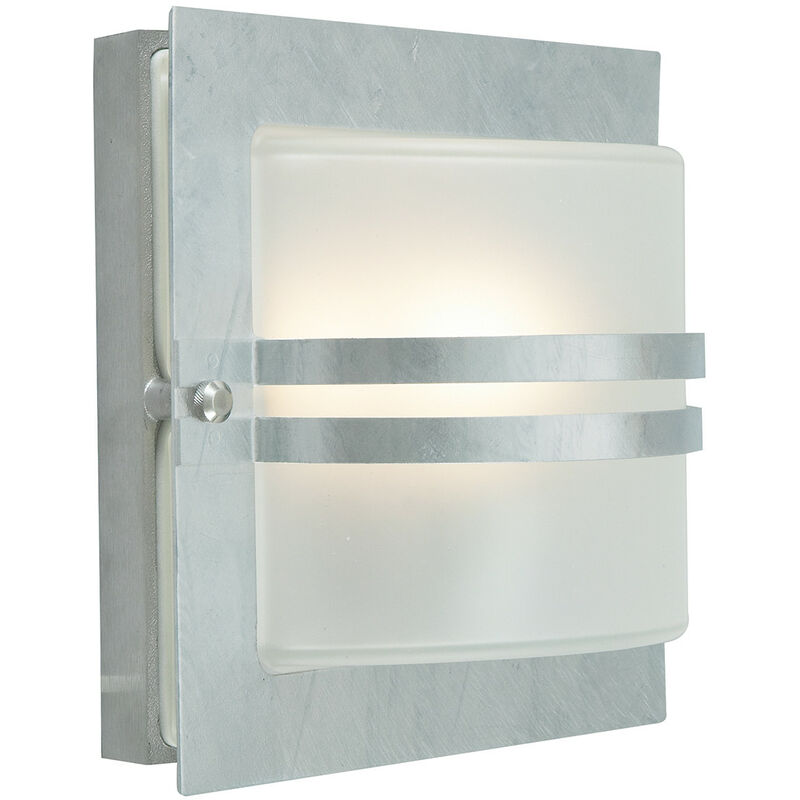 Elstead - 1 Light Outdoor Frosted Wall Light Galvanised IP65, E27