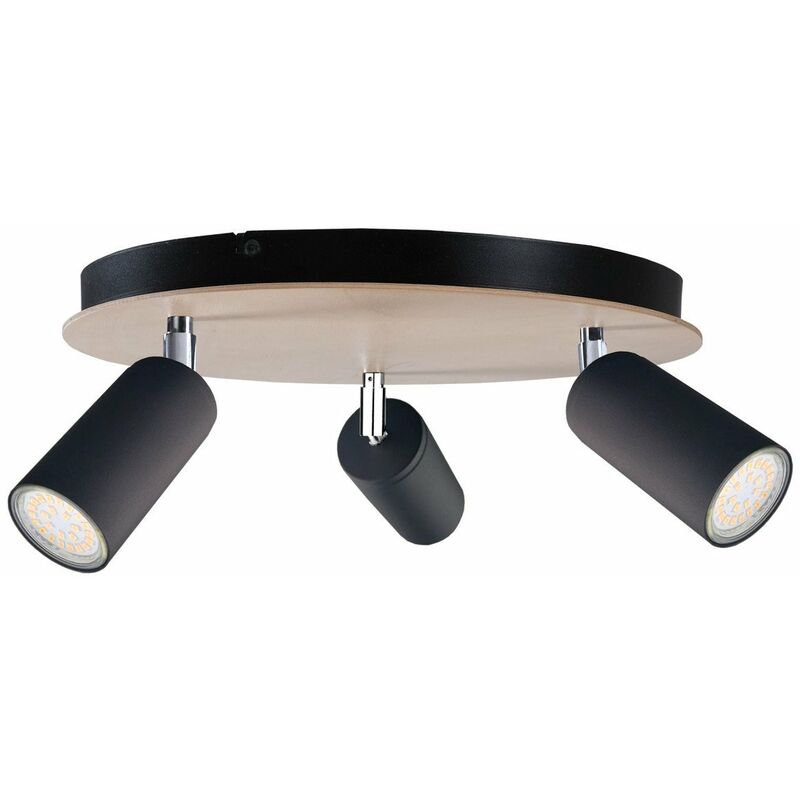 Keter Eye Ceiling Spotlight Clusters Black, Wood, 31cm, 3x GU10