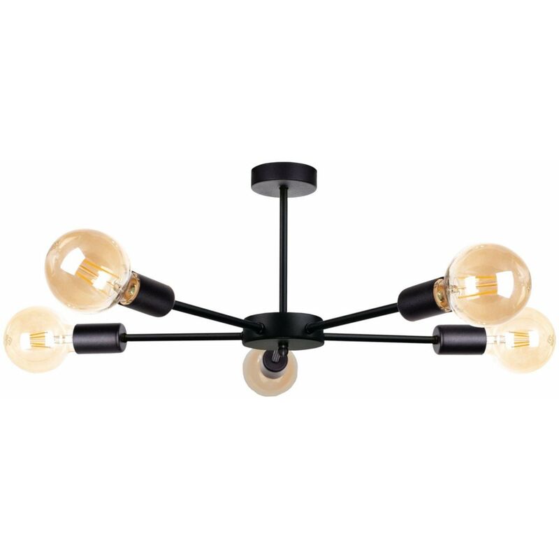 Keter Sun Multi Arm Semi Flush Ceiling Light Black, 48cm, 5x E27