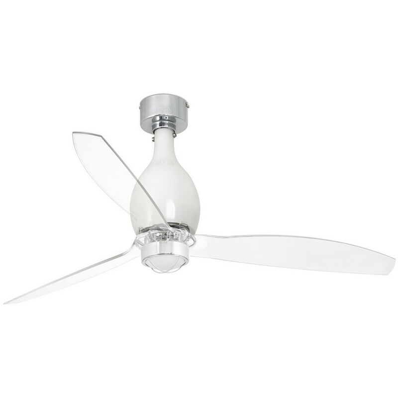Faro MINI ETERFAN - LED Shiny White, Transparent Ceiling Fan with DC ...