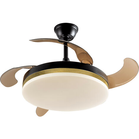 Schuller Vento Ceiling Fan Matt Black And Gold Leaf 3000-6000K Remote ...