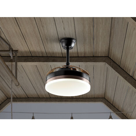 Schuller Vento Mini Ceiling Fan Matt Black And Bronze 3000-6000K Remote ...