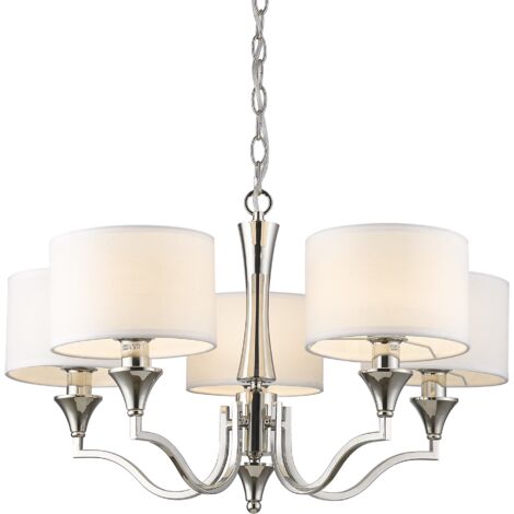 Cosmo Washington 5 Light Multi Arm Pendant Ceiling Light Nickel, E14