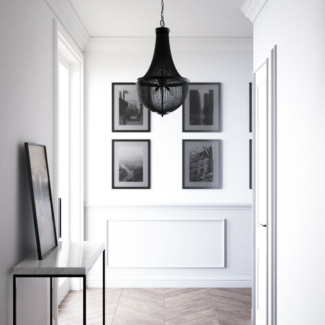 Cosmo Roma 4 Light Pendant Ceiling Light Black, E14