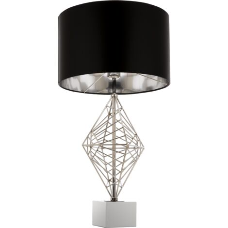 Cosmo Caracas Table Lamp With Round Shade Silver, E27
