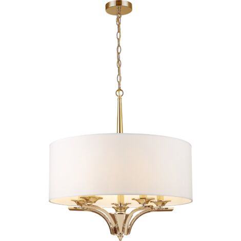 Cosmo Atlanta 5 Light Cylindrical Pendant Ceiling Light Gold, E14