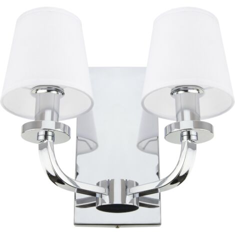 Cosmo New York 2 Light Wall Lamp With Shade Silver, E14
