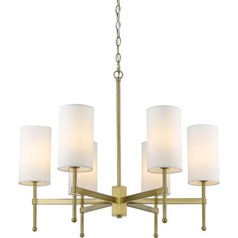 Cosmo Denver 6 Light Multi Arm Pendant Ceiling Light Brass, E14