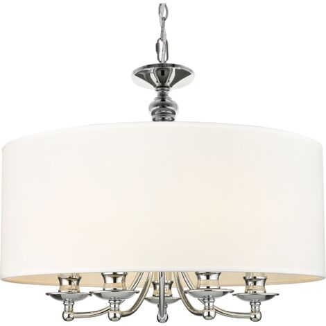 Cosmo Abu Dhabi 5 Light Cylindrical Pendant Ceiling Light Silver, E14