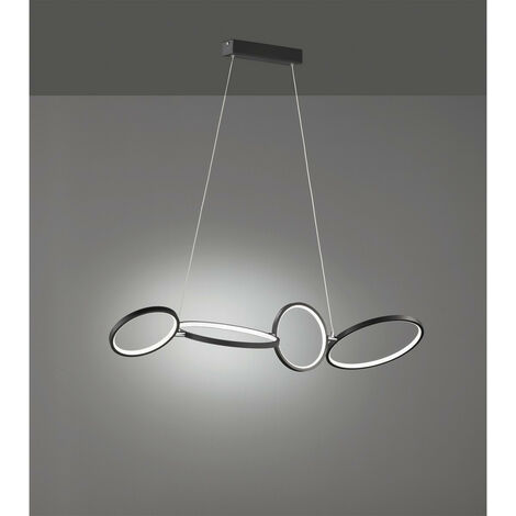 Trio Rondo Modern 37W LED Pendant Ceiling Light Black Matt 3000K