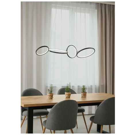 Trio Rondo Modern 37W LED Pendant Ceiling Light Black Matt 3000K