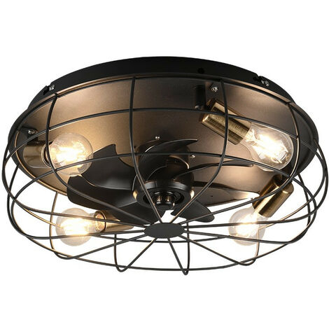 Trio Trondheim Modern 4 Light Ceiling Fan Black Matt Remote control