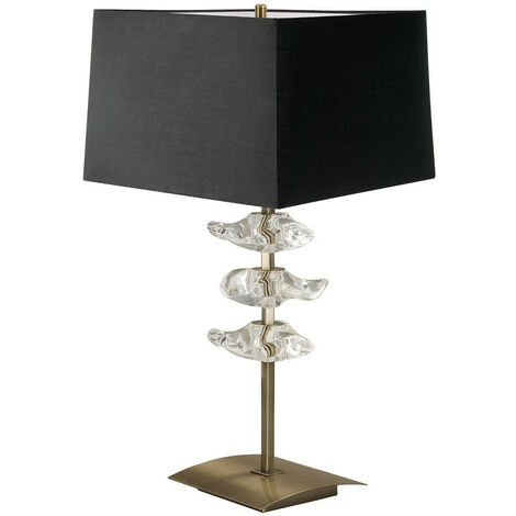 Inspired Mantra Akira Table Lamp 2 Light E27, Antique Brass With Black ...