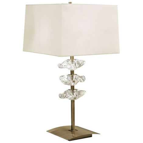 Inspired Mantra Akira Table Lamp 2 Light E27, Antique Brass With Cream ...