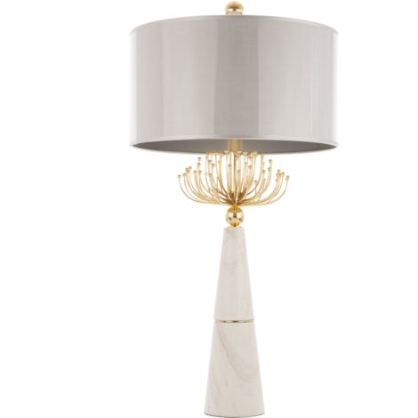 Cosmo Cartagena 2 Light Table Lamp With Round Shade White, E27
