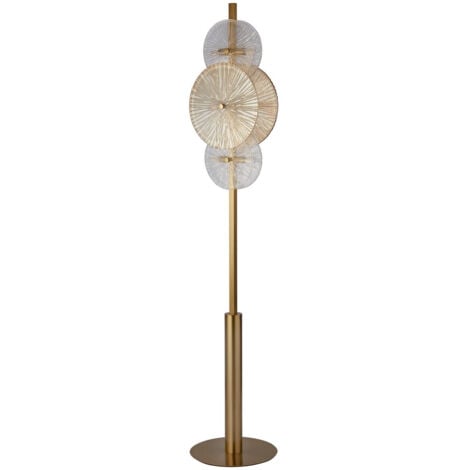 Searchlight Wagon Wheel 6 Light Floor Lamp, Bronze Amber Glass