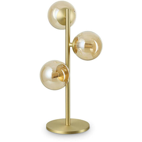 Ideal Lux Perlage 3 Light Globe Table Lamp Brass