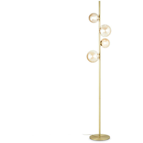 Ideal Lux Perlage 4 Light Multi Arm Floor Lamp Brass