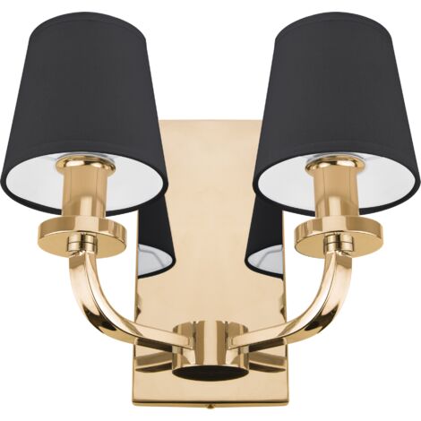 Cosmo New York 2 Light Wall Lamp With Shade Gold, E14