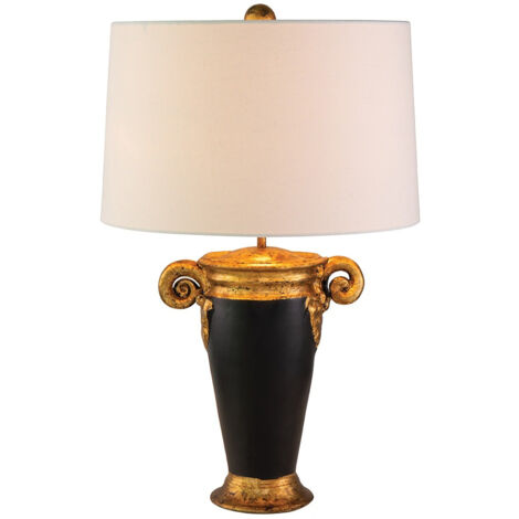 Elstead Gallier Table Lamp with Round Shade, Black and Gold